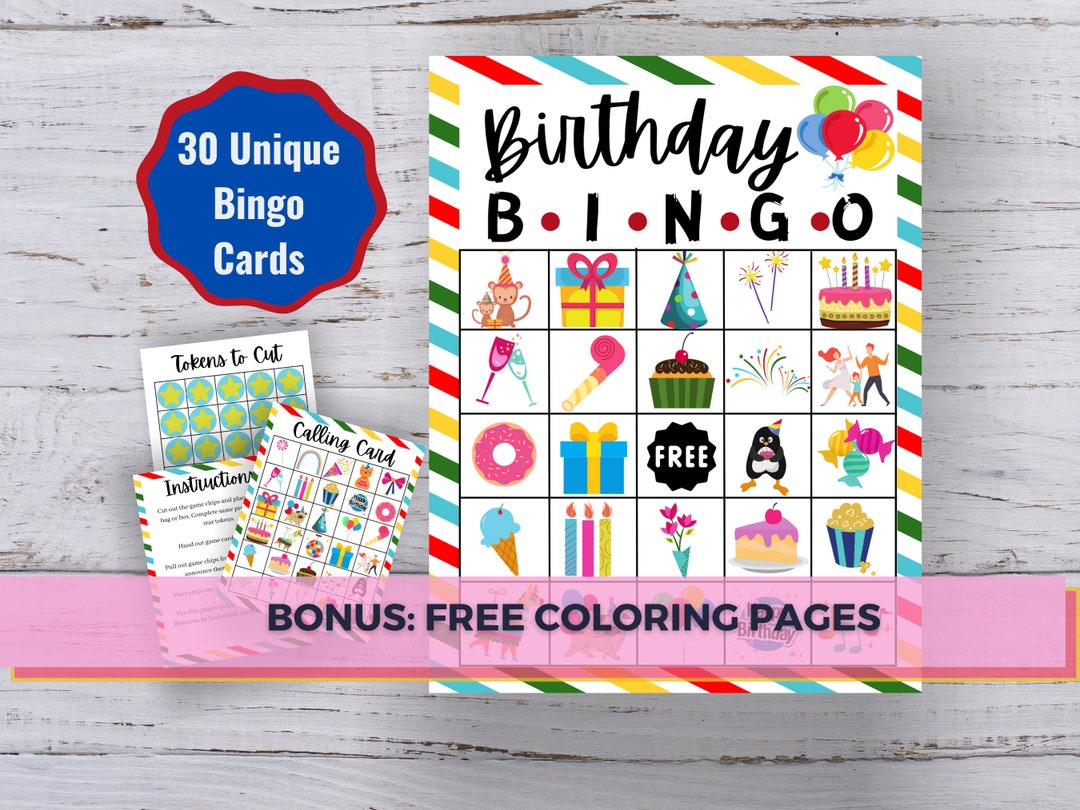 Birthday Bingo, Birthday Party Printable, Kids' Birthday Activity, Free ...