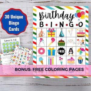 Birthday Bingo, Birthday Party Printable, Kids' Birthday Activity, Free ...