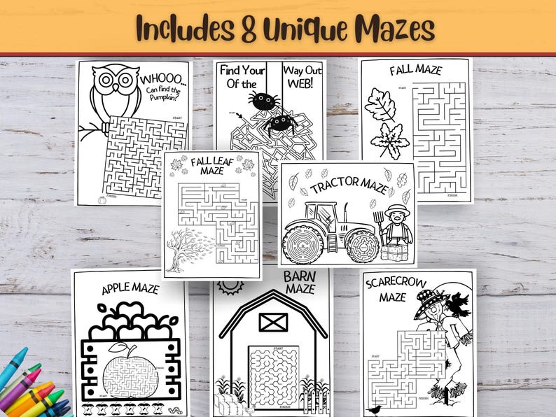 Fall Kids Activity Bundle, Printable Coloring Pages, Games (digital ...