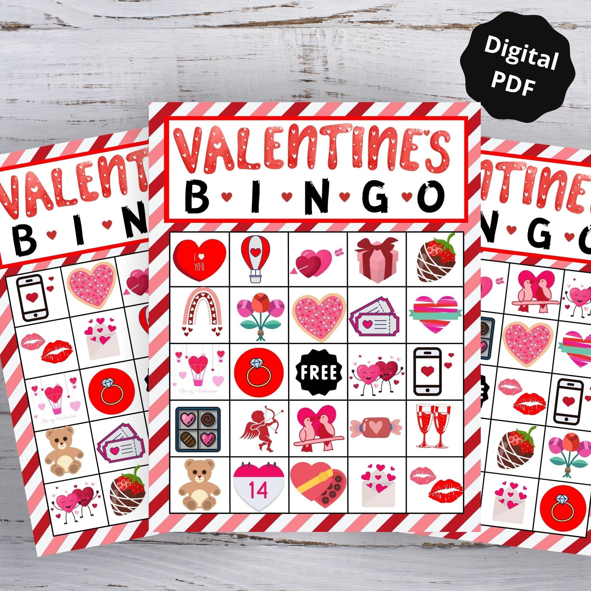 Valentine's Day Bingo 30 Unique Bingo Cards Kids' - Etsy