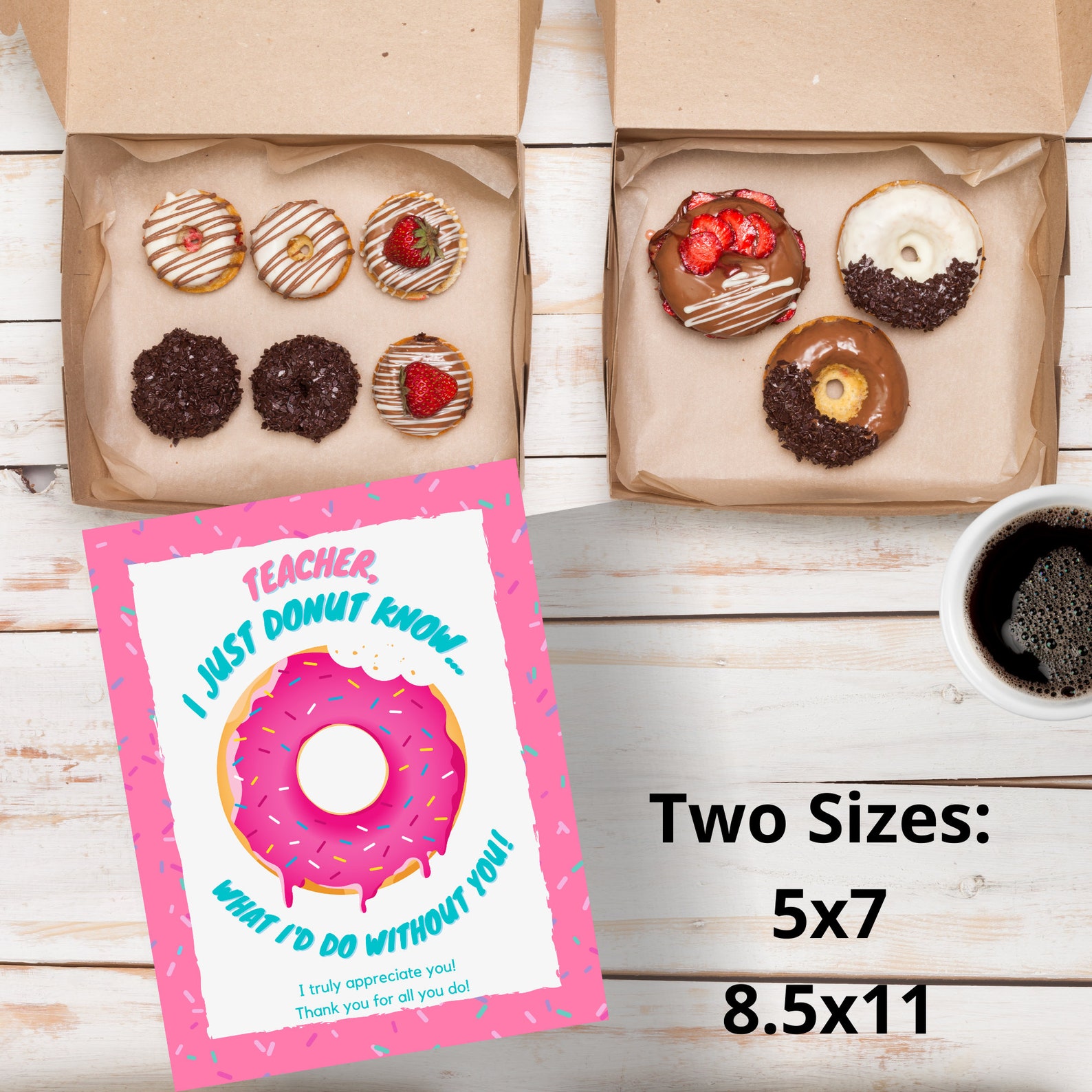 Donut Teacher Appreciation Card, Printable Gift (digital Download) - Etsy