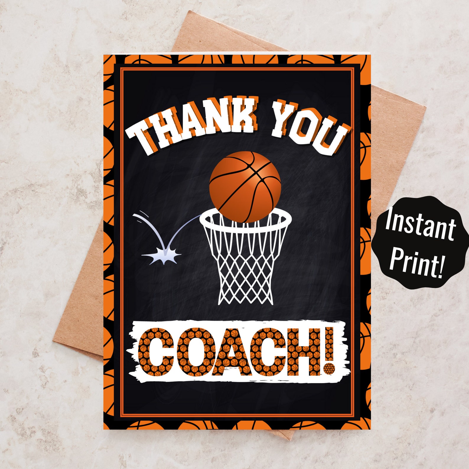 Printable Basketball Coach Thank You Card Basketball Thank - Etsy