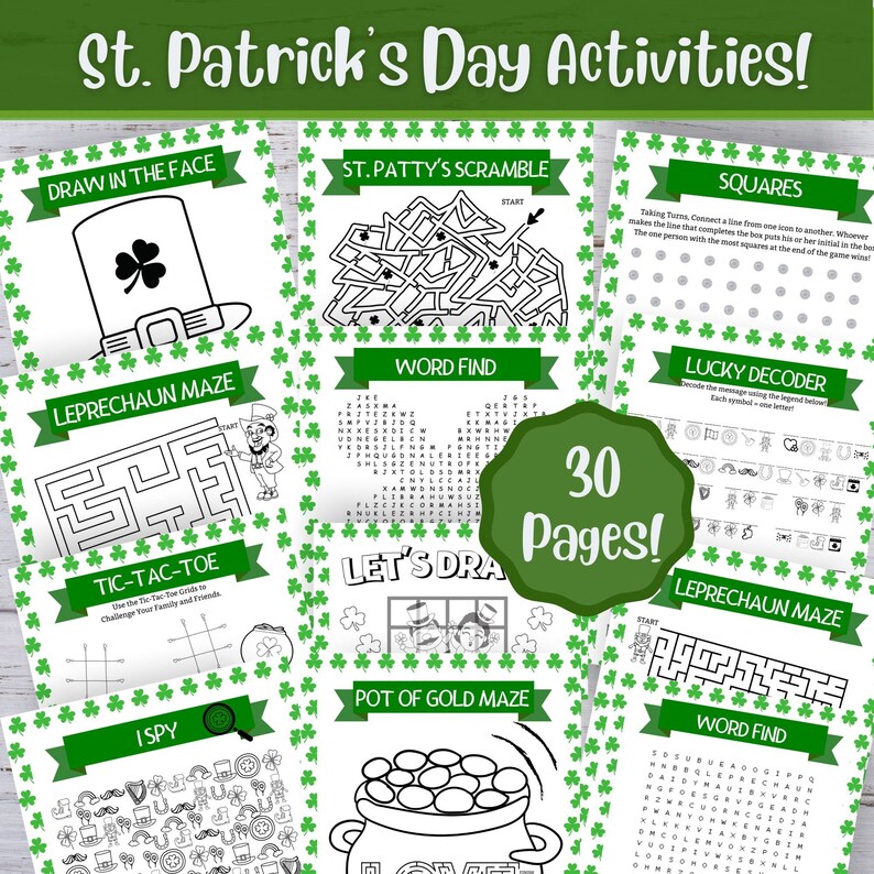 St. Patrick's Day Printable Kids Activity Bundle St - Etsy