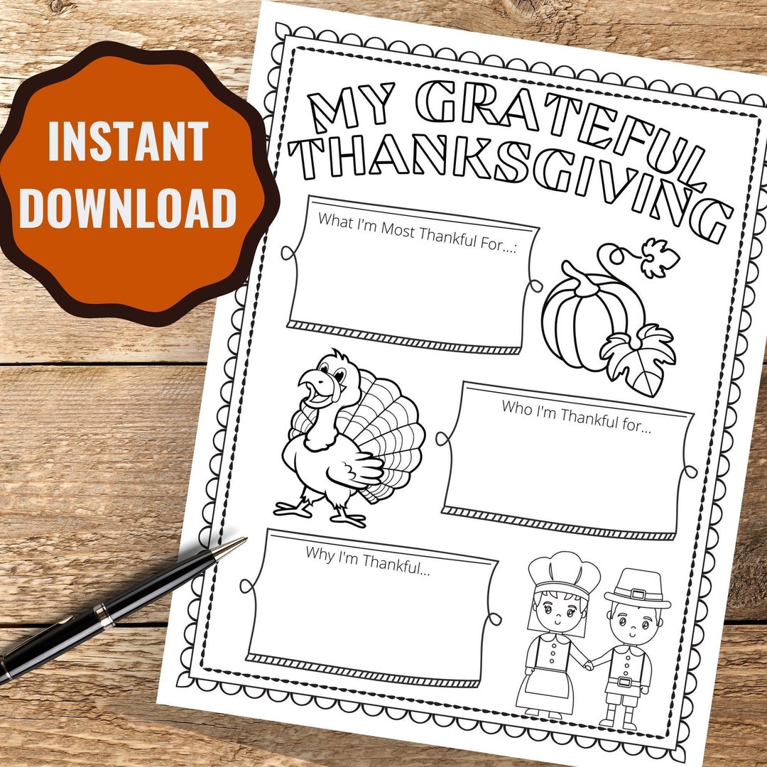 Thanksgiving Gratitude Activity Sheet, Coloring Page (digital Download ...