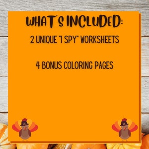 Thanksgiving I Spy Game, Kids Activity, Coloring Pages (digital PDF) - Etsy