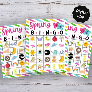 Spring Printable Bingo 35 Unique Bingo Cards Kids' - Etsy