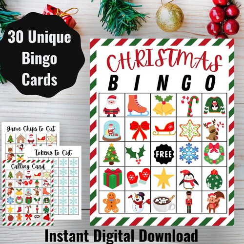 Printable Christmas Bingo Game Activity With 50 Unique Cards - Etsy