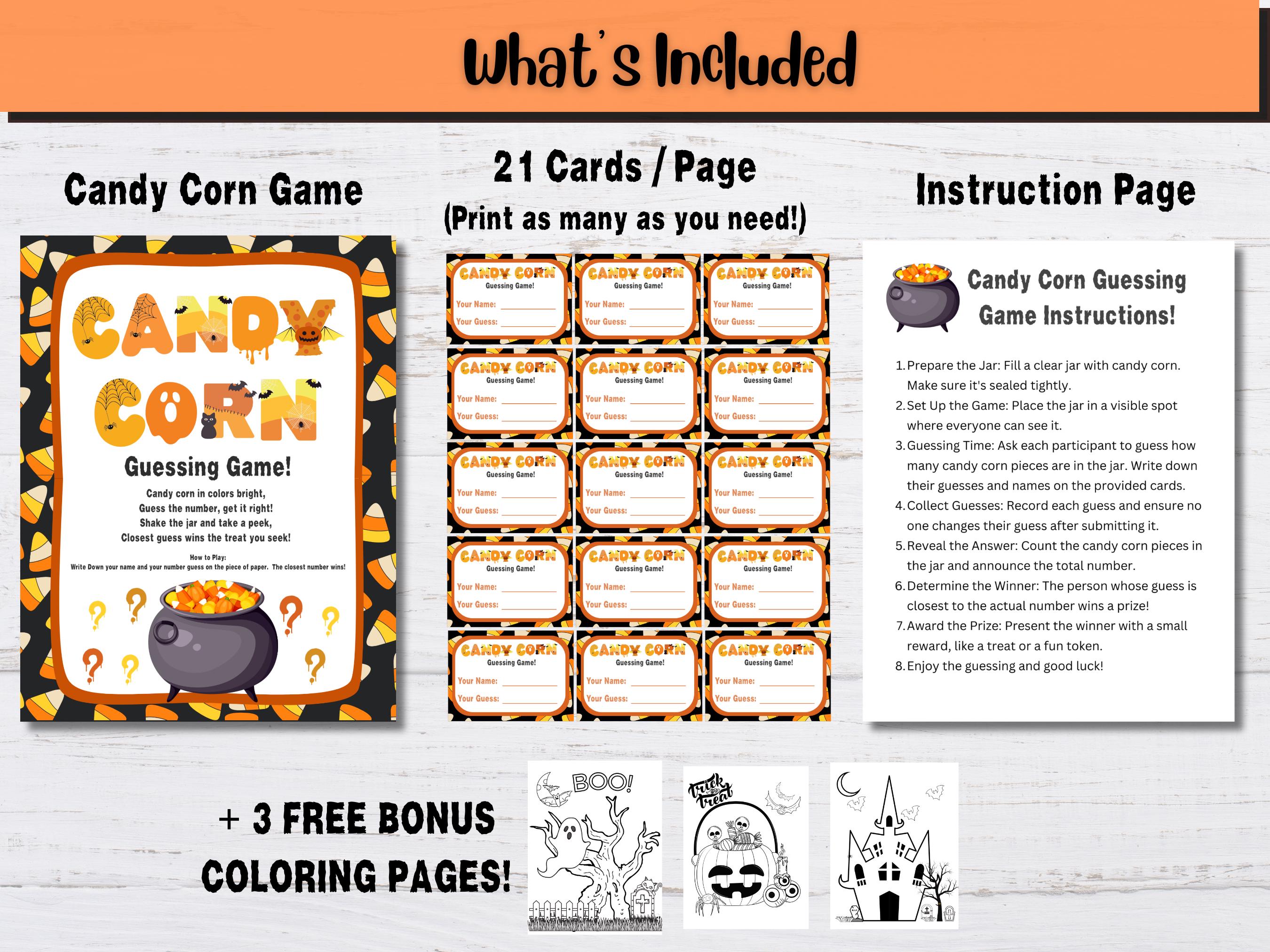 Candy Corn Guessing Game, Halloween Party Activity (printable PDF) - Etsy