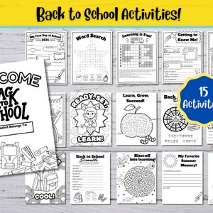 First Day of School Activity Pack, Back to School Classroom Activities ...