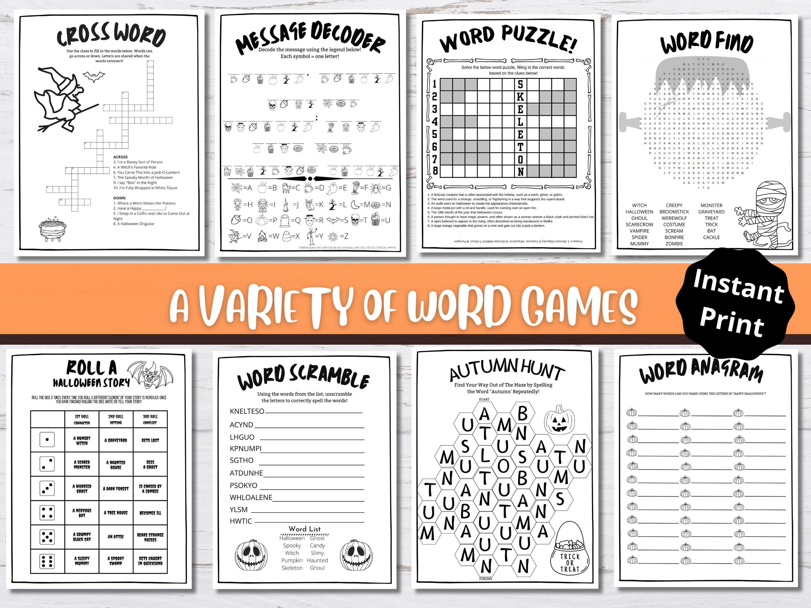 50 Page Kids Halloween Activity Bundle, Printable Games, Coloring Pages ...