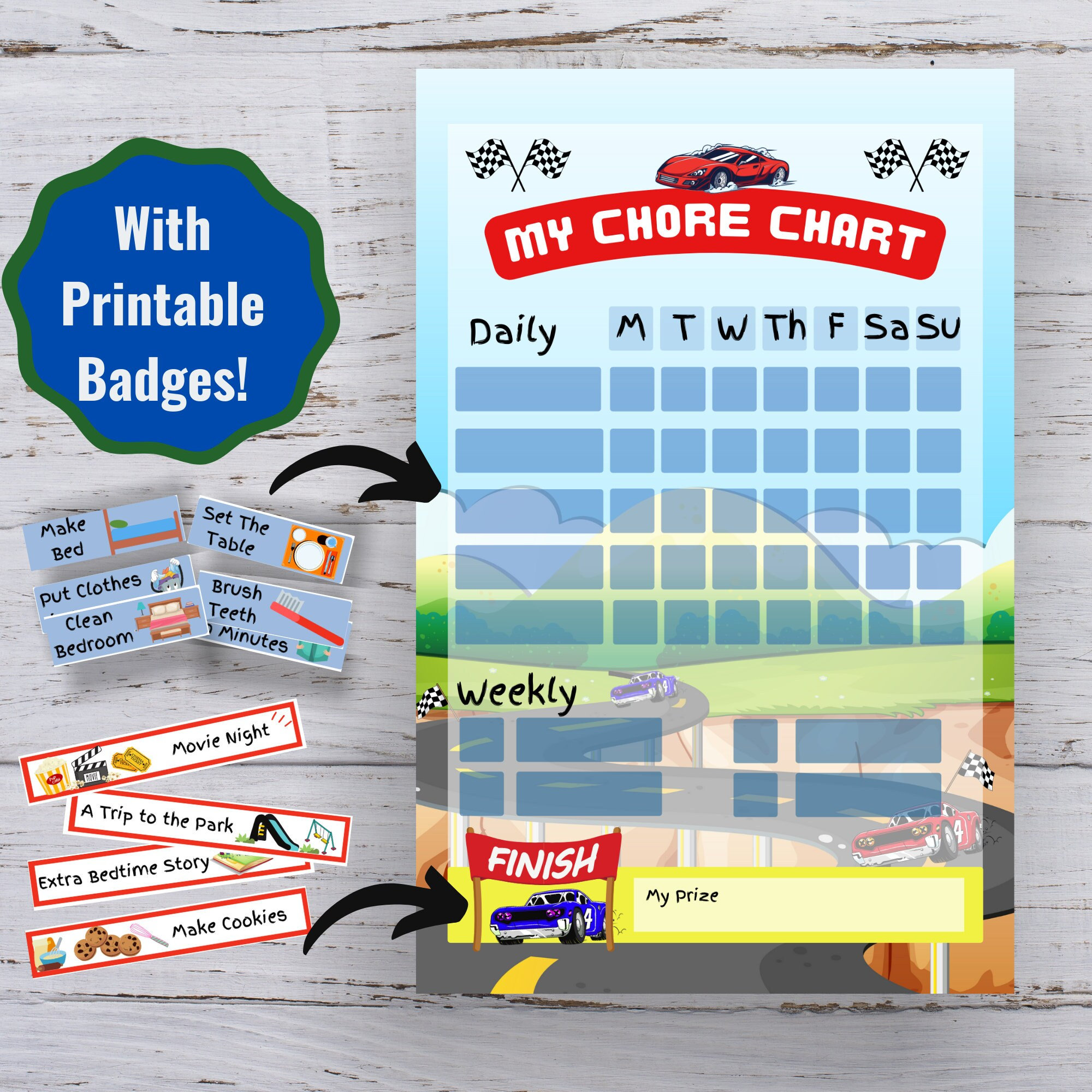 Race Car Chore Chart, Kid's Reward System (digital PDF) - Etsy