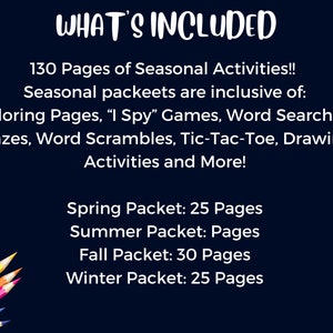 4 Season Printable Activity Bundle, Fall Kids Activities, Spring Kids ...
