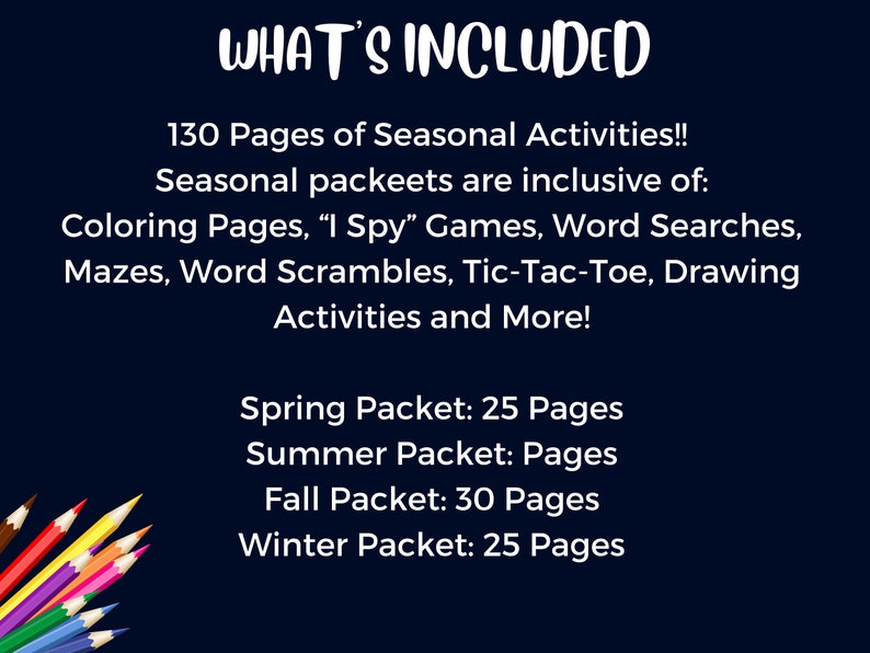 Four Season Kids Activity Bundle, Coloring Pages (digital Download) - Etsy