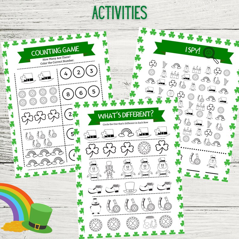 12 actividades preescolares del día de San Patricio, paquete de ...