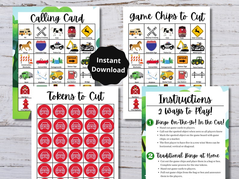 Road Trip Printable Bingo, 30 Unique Bingo Cards, Kids' Road Trip ...