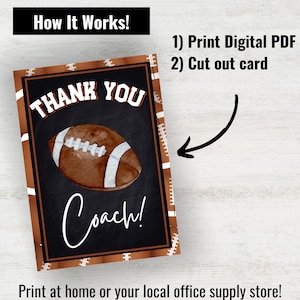 Printable Football Coach Thank You Card, Football Thank You Card ...