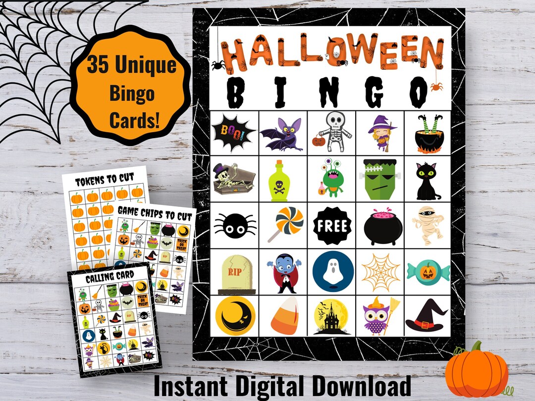 35 Halloween Bingo Cards, Kids' Halloween Activity, Class Party ...