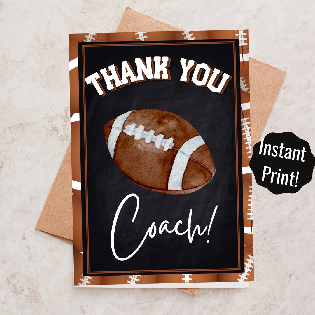 Printable Football Coach Thank You Card Football Thank You - Etsy