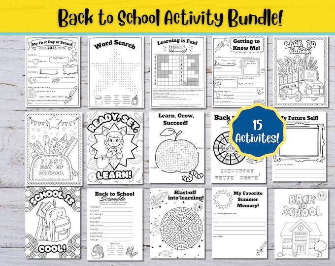5 Printable Back to School Activity Pages (plus 1 Page Answer Key ...