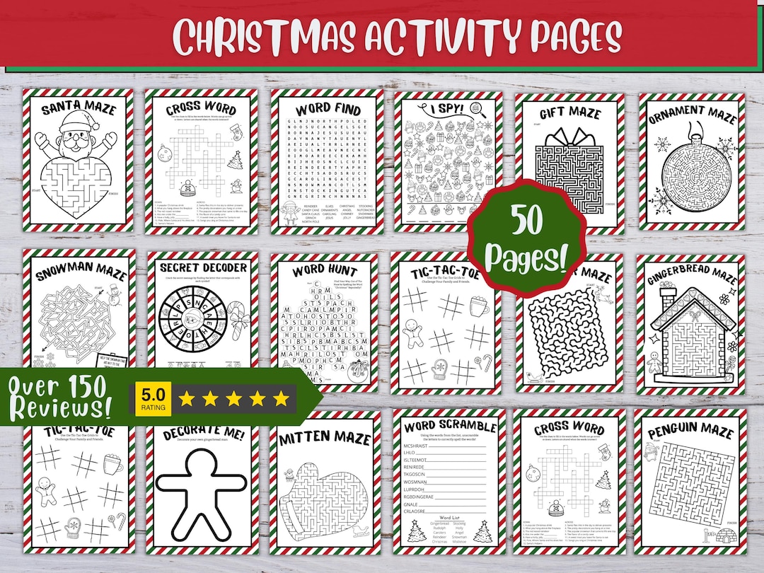 50 Printable Christmas Activities, Christmas Activity Bundle, Kid's ...