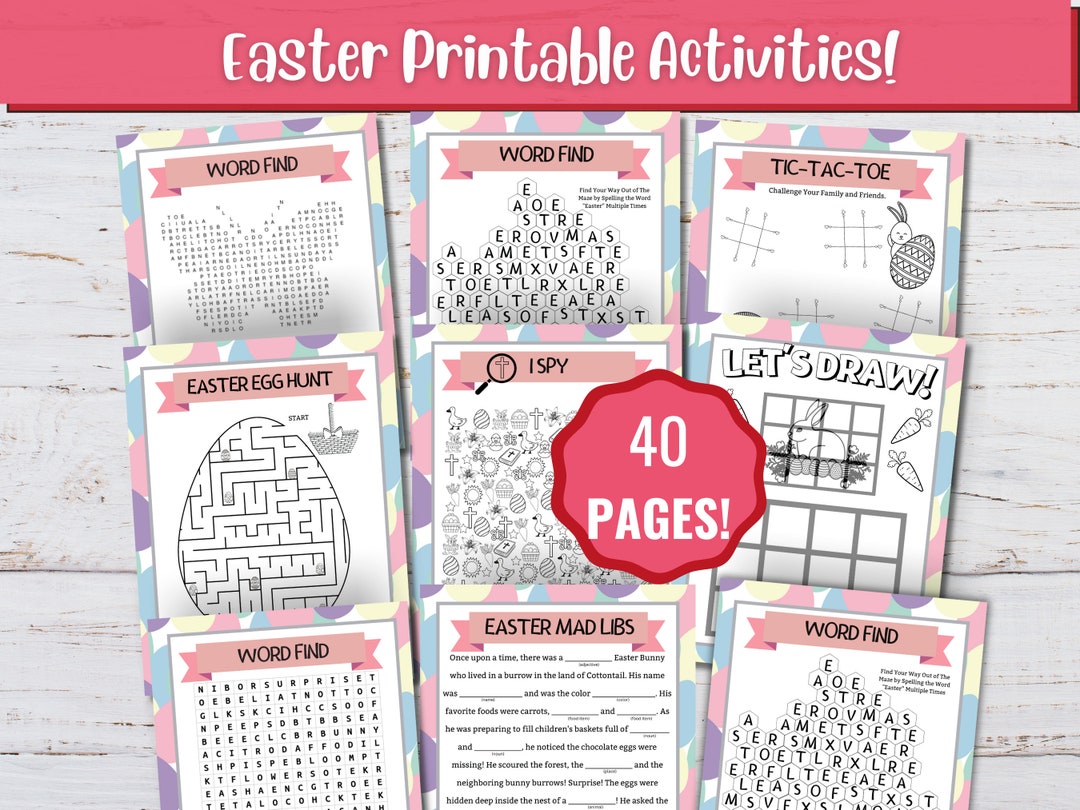 40 Printable Easter Easter Activity Book, Easter Kids Activity, Word ...