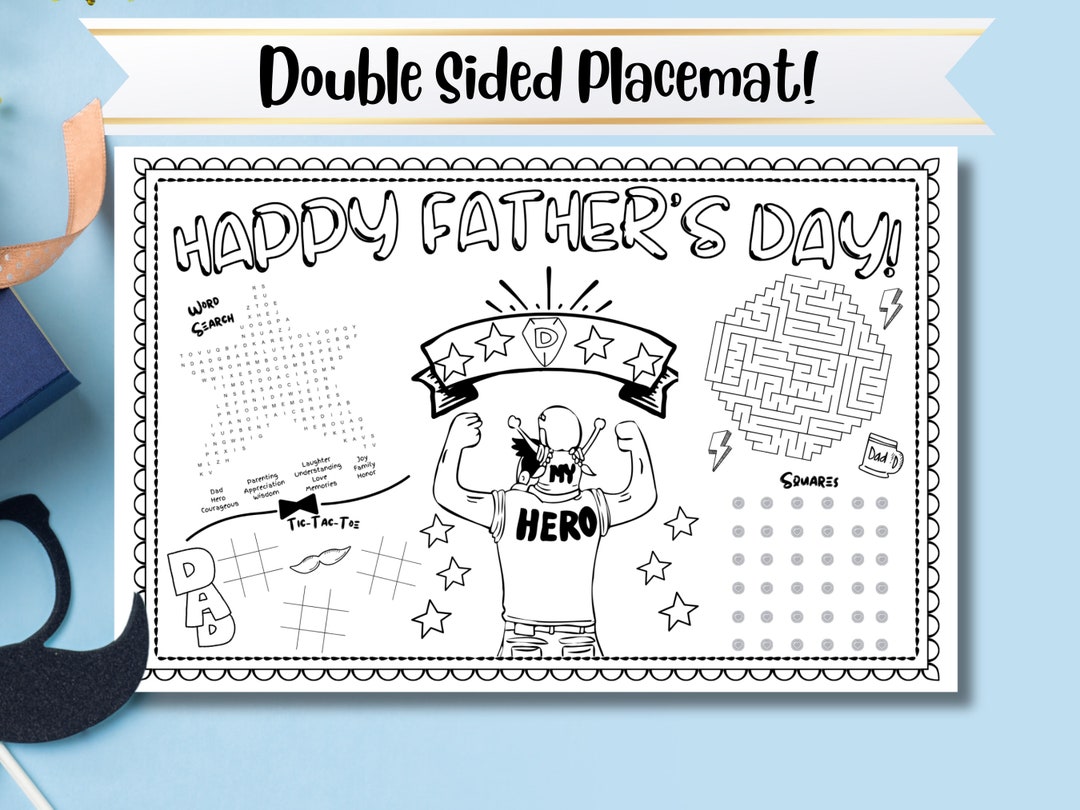 Printable Father's Day Day Activity Placemat, Printable Placemat ...