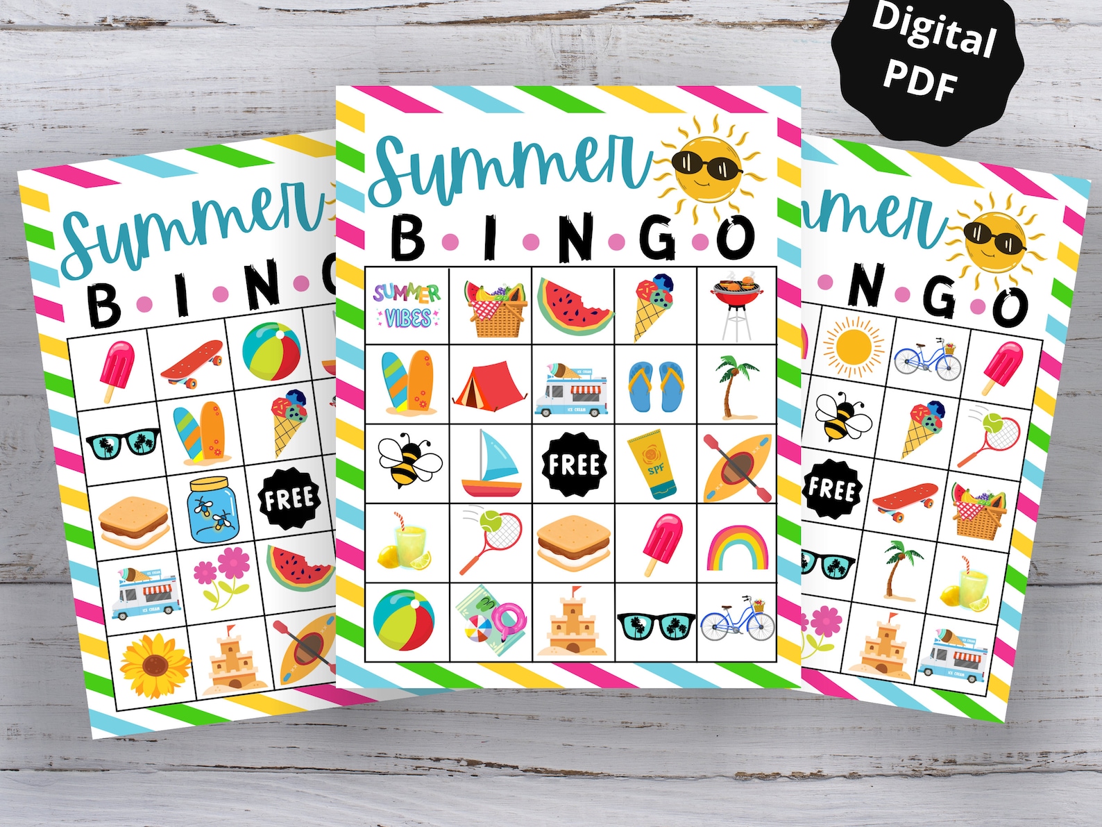 Summer Printable Bingo, 30 Unique Bingo Cards, Kids' Summer Camp ...