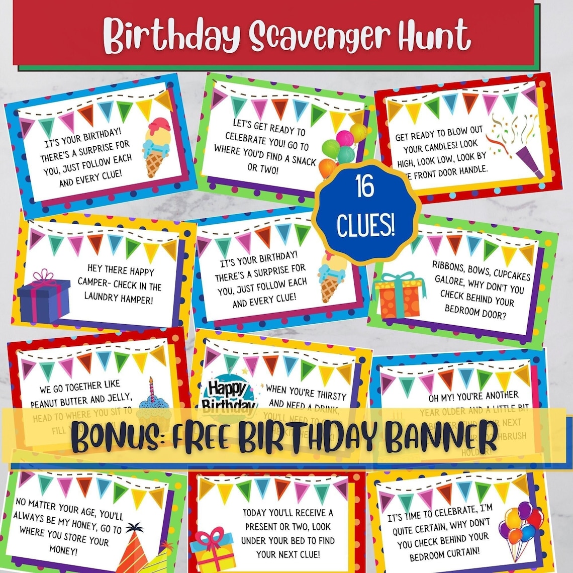 Birthday Scavenger Hunt Birthday Treasure Hunt Birthday - Etsy