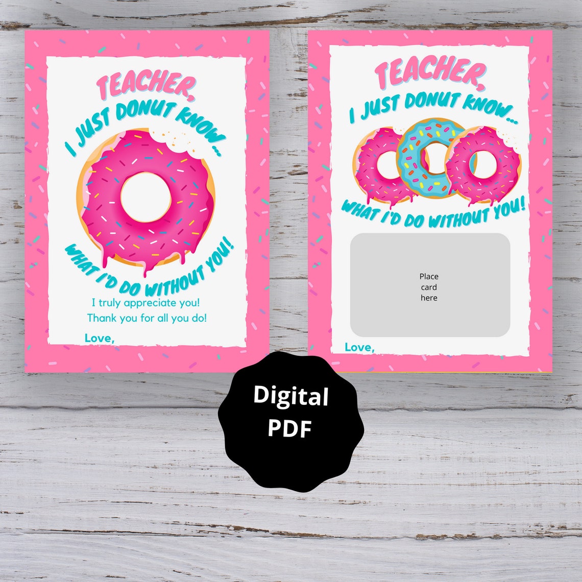 Teacher Appreciation Week Cards Gift Card Holder Printable - Etsy