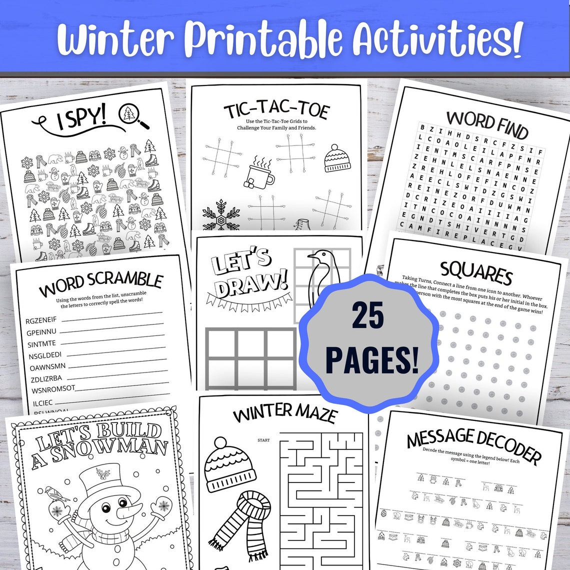 25 Winter Kids Activities Winter Printable Activity - Etsy