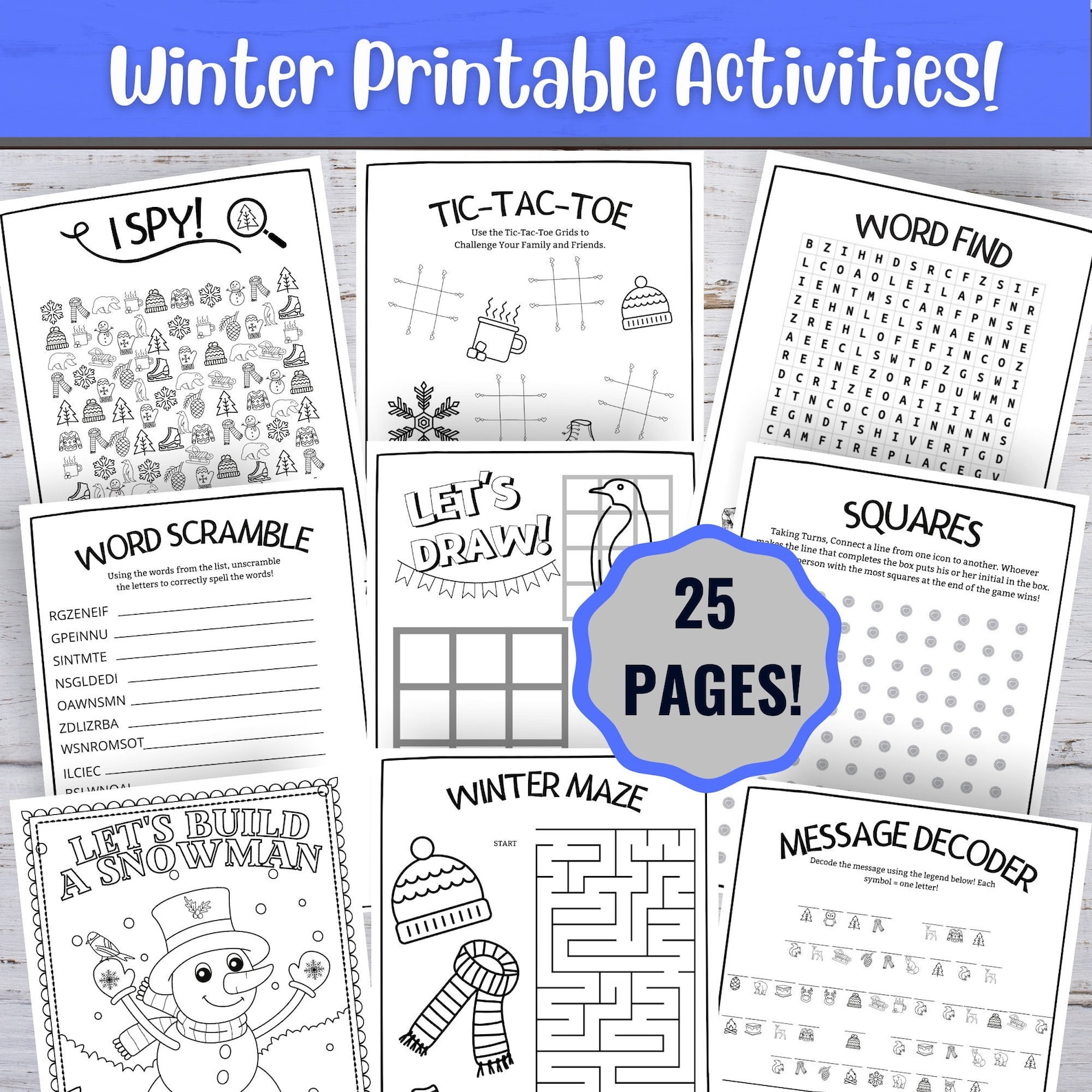 25 Winter Kids Activities Winter Printable Activity - Etsy