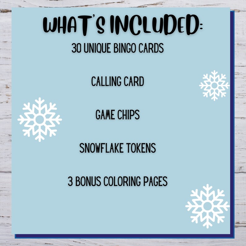 Winter Bingo Game, 30 Unique Cards, Kids Activity (digital Download) - Etsy