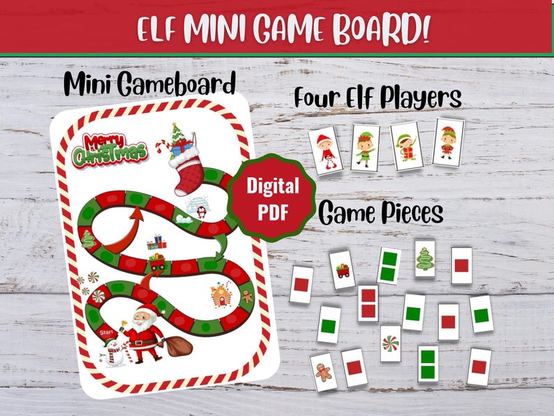 Mini Christmas Elf Game, Printable Christmas Elf Prop, Christmas Elf ...