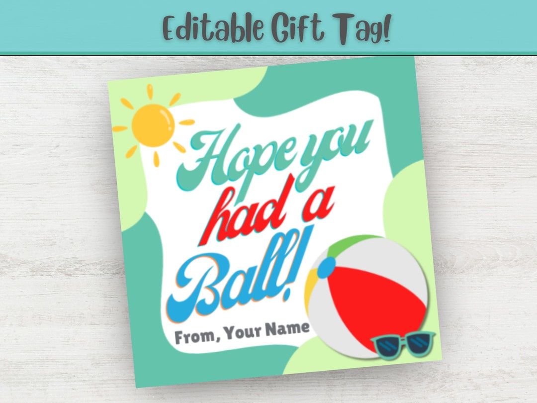 Beach Party Gift Tag, Summer Theme (editable, PDF) - Etsy
