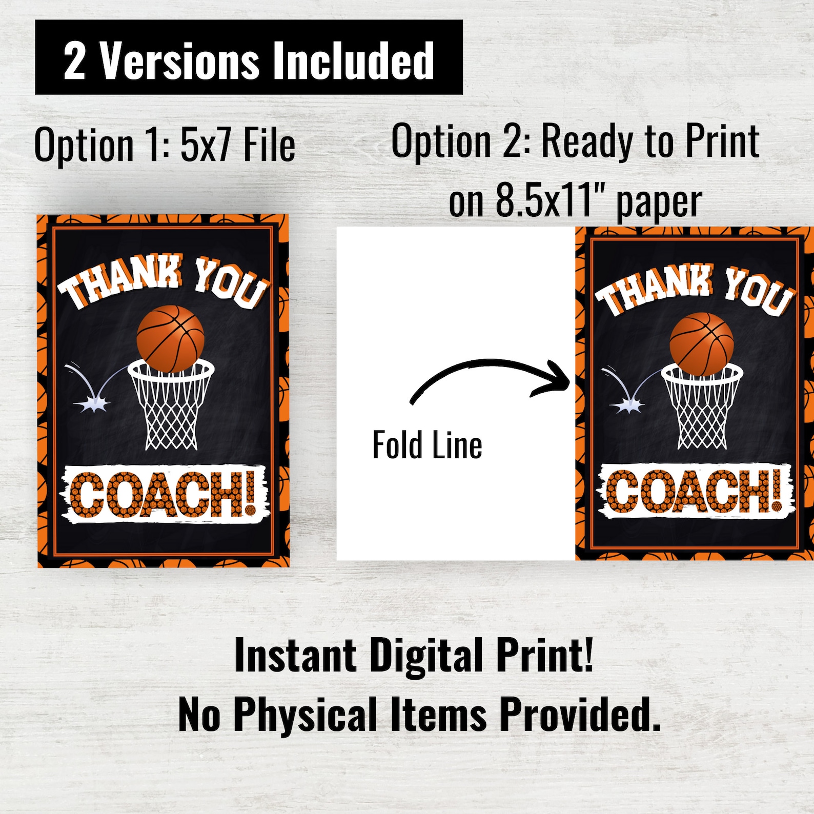 Printable Basketball Coach Thank You Card Basketball Thank - Etsy