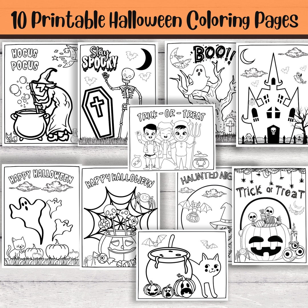 10 Halloween Coloring Pages, Printable Kids Halloween Activities ...