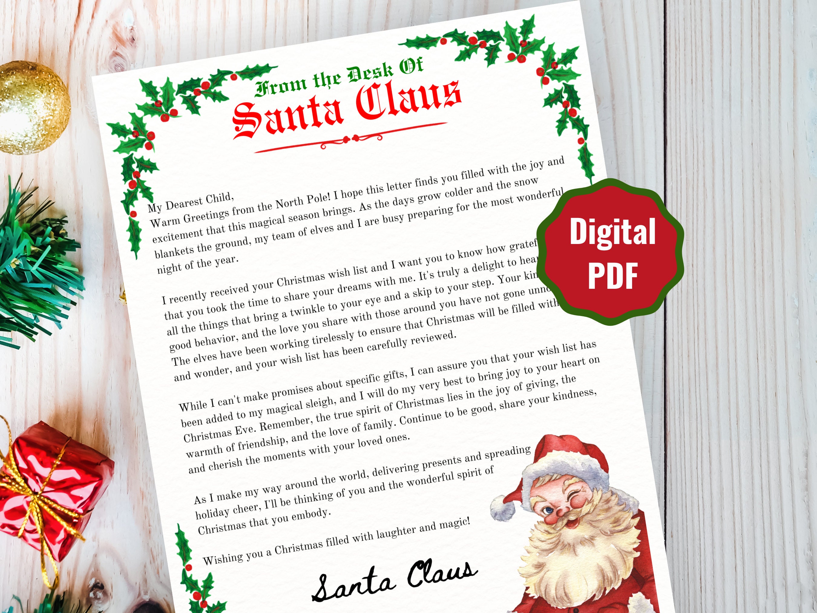 Carta de Santa Carta de Santa Imprimible Carta de Santa - Etsy México