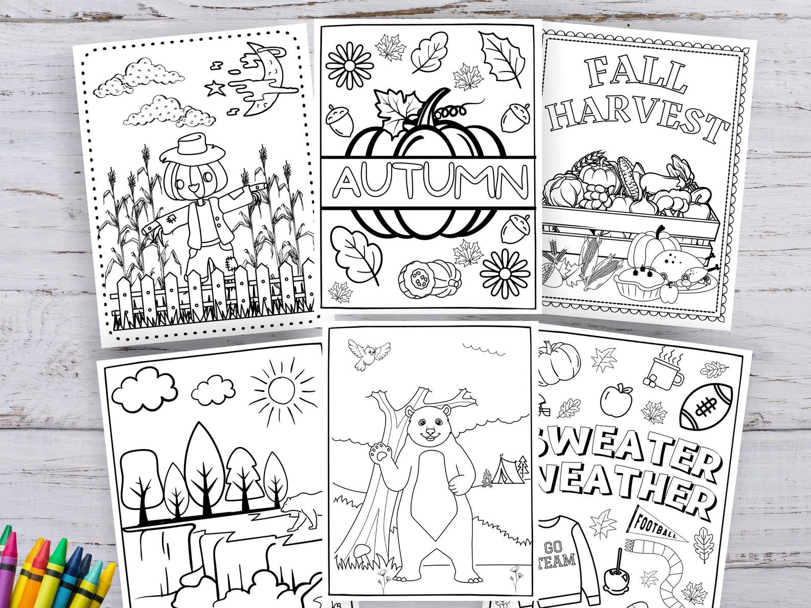 Fall Kids Activity Bundle, Printable Coloring Pages, Games (digital ...