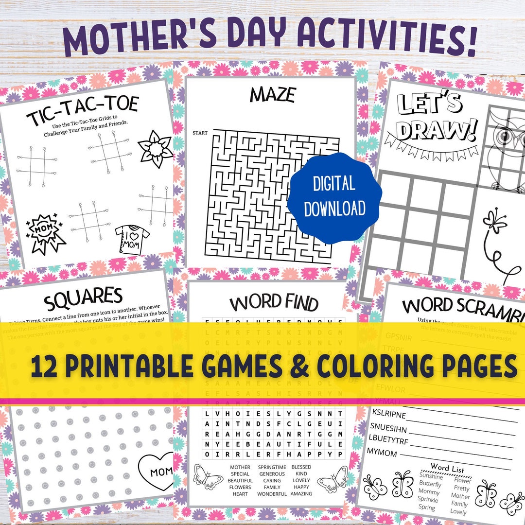 Printable Mother's Day Kid's Activities, Mother's Day Bundle, Brunch ...
