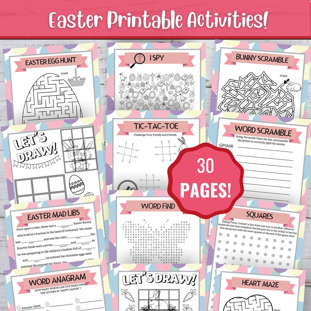 30 Printable Easter Activity Bundle, Easter Kids Activity, Word Find ...