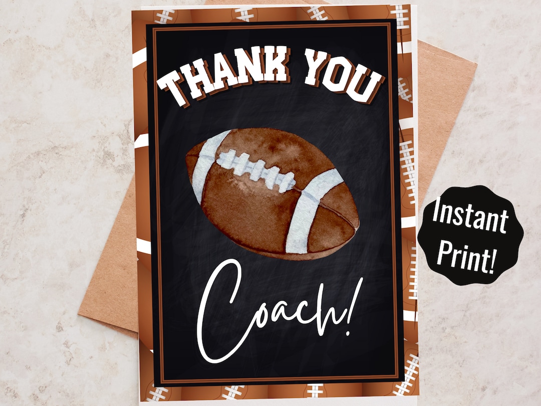 Printable Football Coach Thank You Card, Football Thank You Card ...