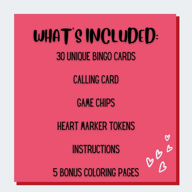 Valentine's Day Bingo 30 Unique Bingo Cards Kids' - Etsy