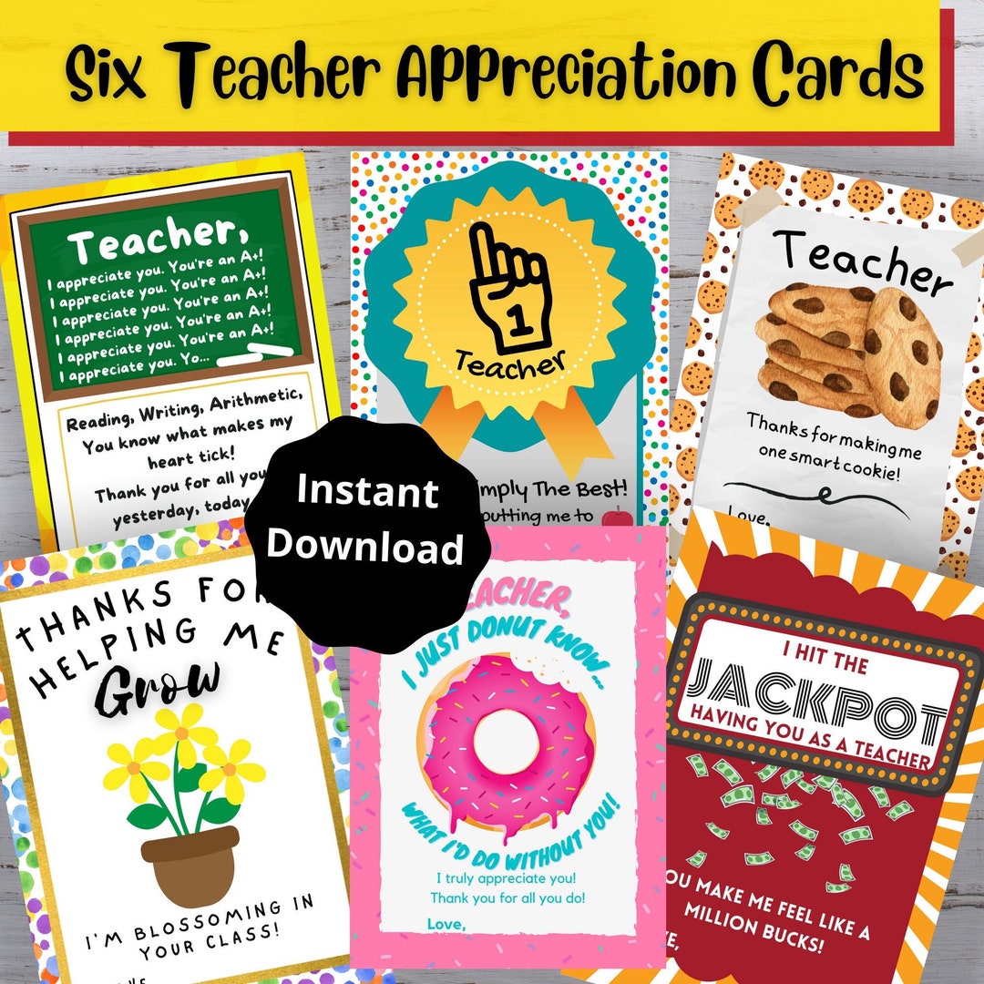 Teacher Appreciation Week Cards, Gift Card Holder, Printable Teacher ...