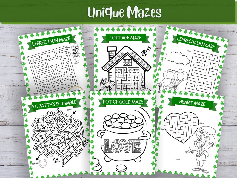 St. Patrick's Day Kids Activity Bundle, Maze, Word Games (digital ...