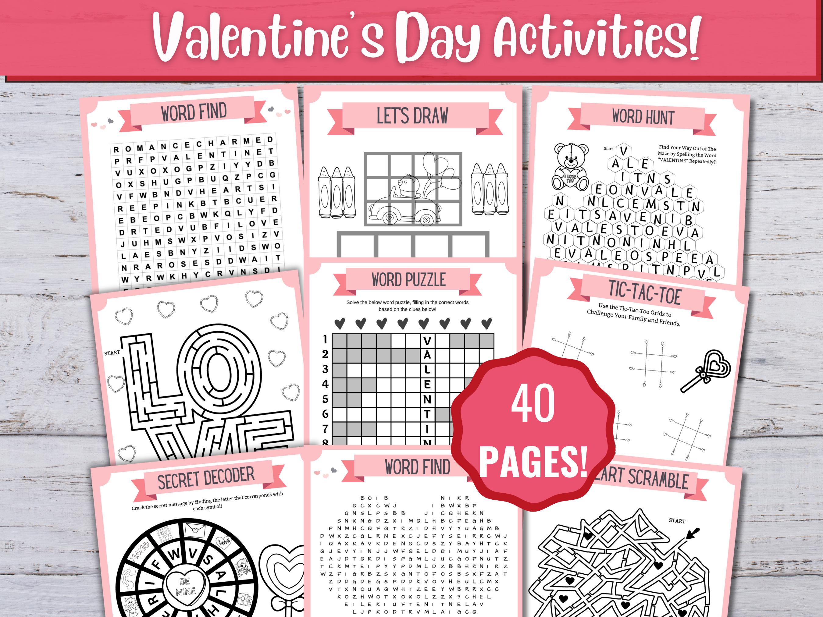 40 Printable Valentine's Day Kid's Activities, Valentine's Game and ...
