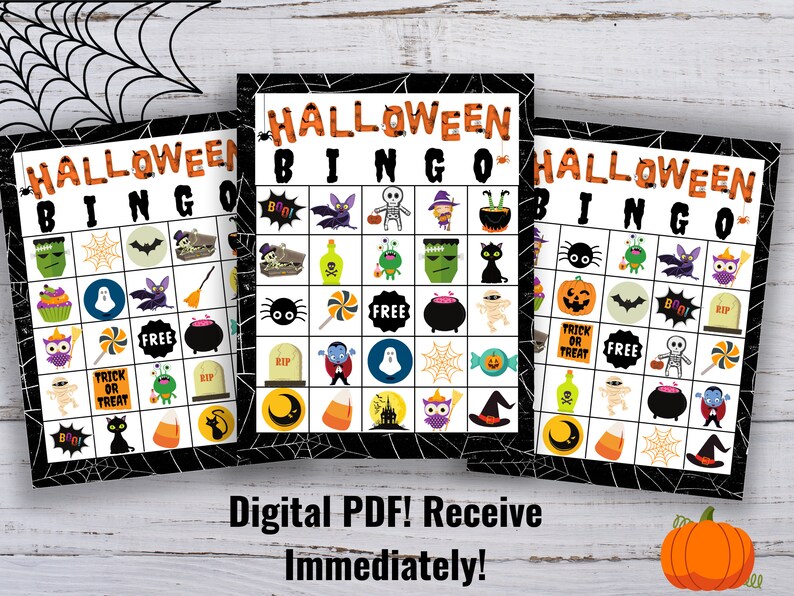 Halloween Bingo Game, 35 Unique Cards, Kids Party Activity (digital ...