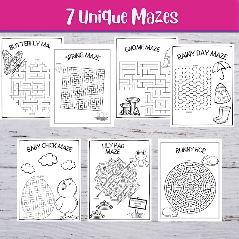 Spring Kids Activity Bundle, Printable Games, Coloring Pages (digital ...