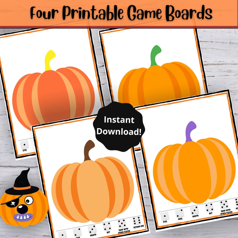 Wacky Pumpkins Halloween Activity Roll a Pumpkin Game Roll a - Etsy