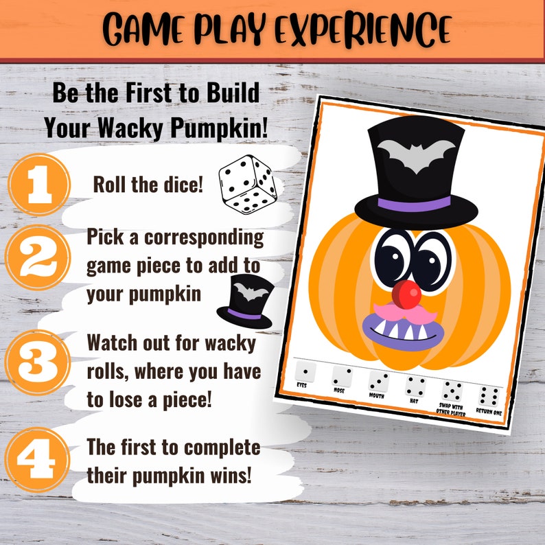 Wacky Pumpkins Halloween Activity Roll a Pumpkin Game Roll a - Etsy