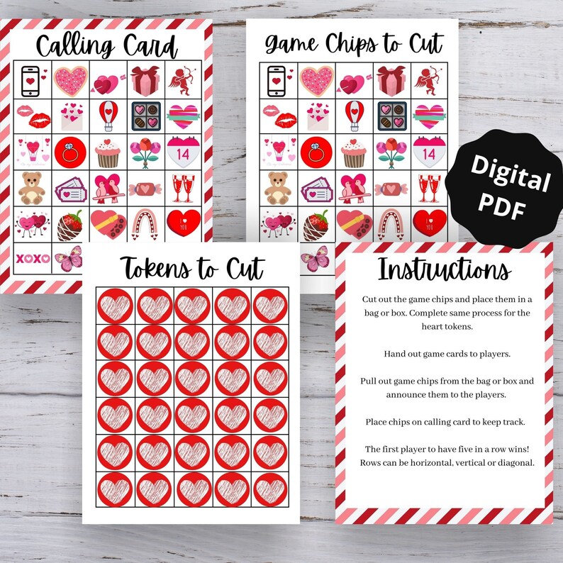 Valentine's Day Bingo 30 Unique Bingo Cards Kids' - Etsy